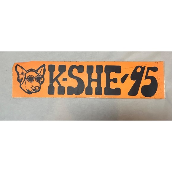 Design | Vtg 7s Kshe 95 St Louis Radio Station Bumper Sticker Orange ...